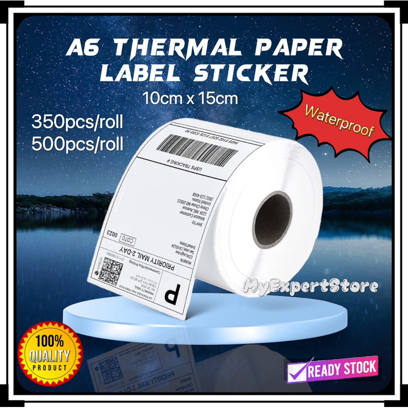 350pcs Roll Thermal Sticker A6 Paper Roll Airway Bill Sticker Thermal ...