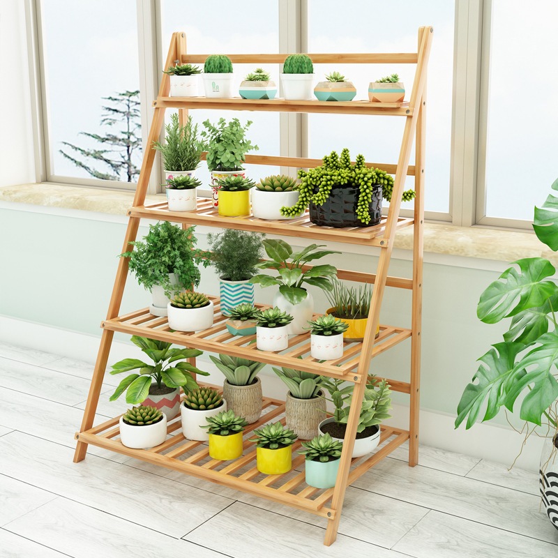2,3,4 Tier Bamboo Flower Garden Rack Rak Pasu Bunga Indoor Outdoor ...