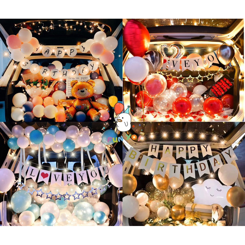 Car Boot Trunk Surprise Happy Birthday I Love You Balloons LED Light ...
