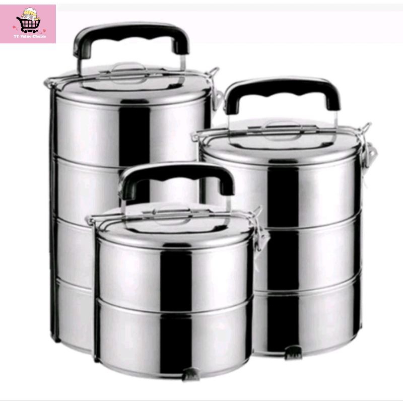 [Ready Stock] XY TOP Food Shelf 2,3,4 Layer 14CM Stainless Steel Tiffin ...