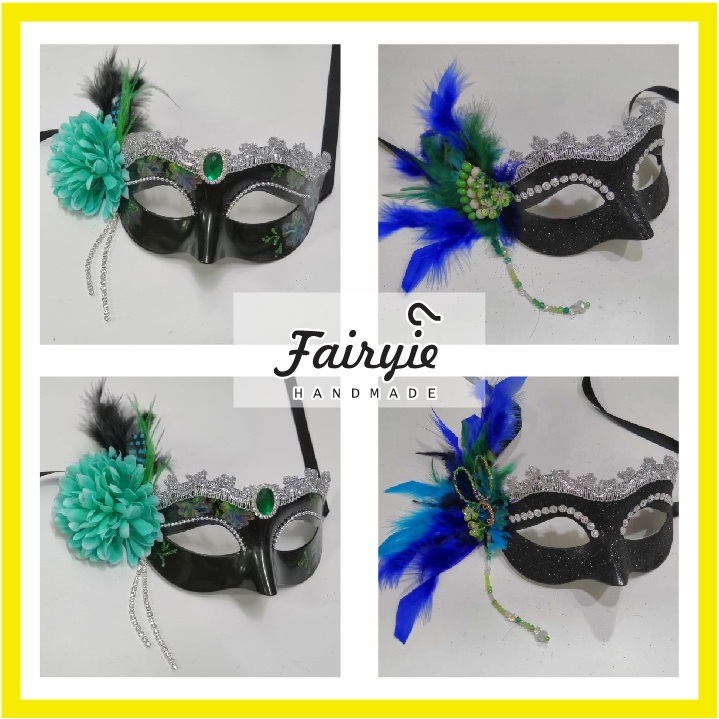 ⚡READY STOCK⚡ Green feather Masquerade mask Halloween Green Party Mask ...