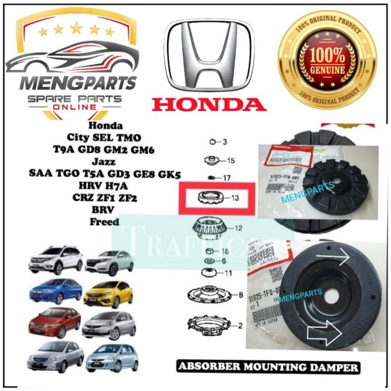 ORIGINAL HONDA CITY SEL TMO T9A BRV HRV FREED JAZZ SAA TFO T5A FRONT ABSORBER MOUNTING REBOUND ...
