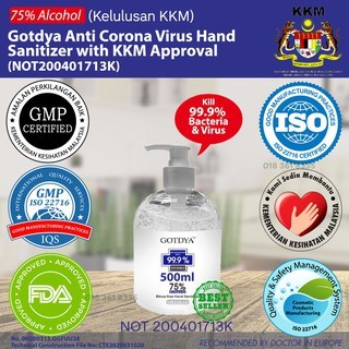 🔥🤩500ML BIG VOLUME 👍GOTDYA RINSE FREE HAND SANITIZER 75% ALCOHOL 500ML / MEDICAL GRADE ...