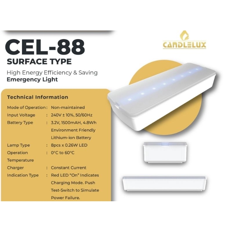CEL-88 LED SURFACE EMERGENCY LIGHT WITH SIRIM & BOMBA APPROVED | Shopee ...