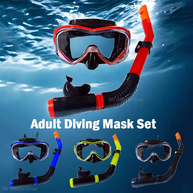 Diving Mask with Breathing Tube Snorkeling Set Adult Swimming Goggle ...
