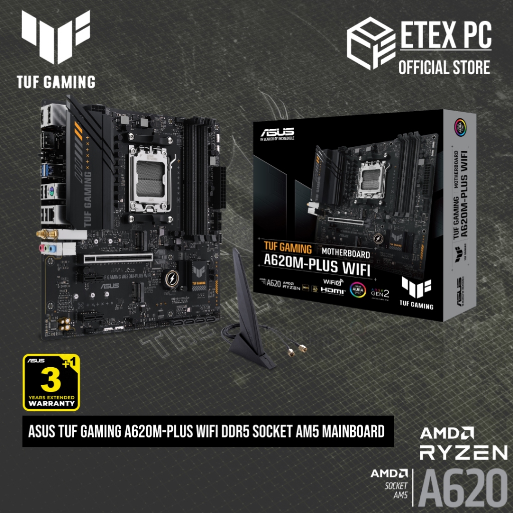 ASUS TUF Gaming A620M-Plus WIFI DDR5 Socket AM5 Mainboard # TUF GAMING ...