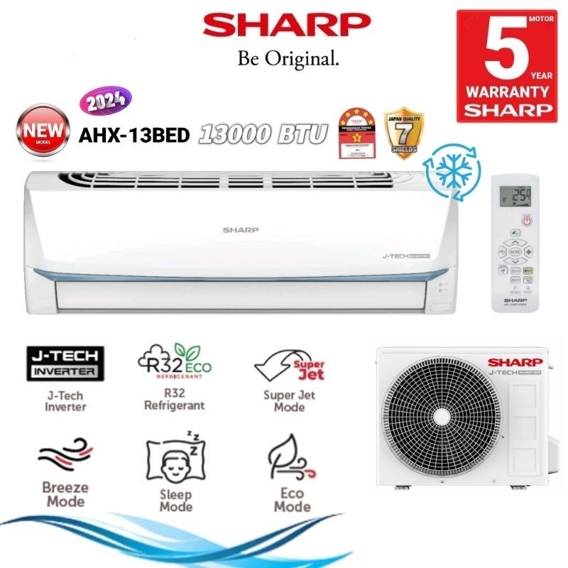 Sharp R32 Inverter JTEC Air Conditioner AHX9VED 5 Star Rating 1HP AHX10BED / 1.5HP AHX13BED / 2 ...