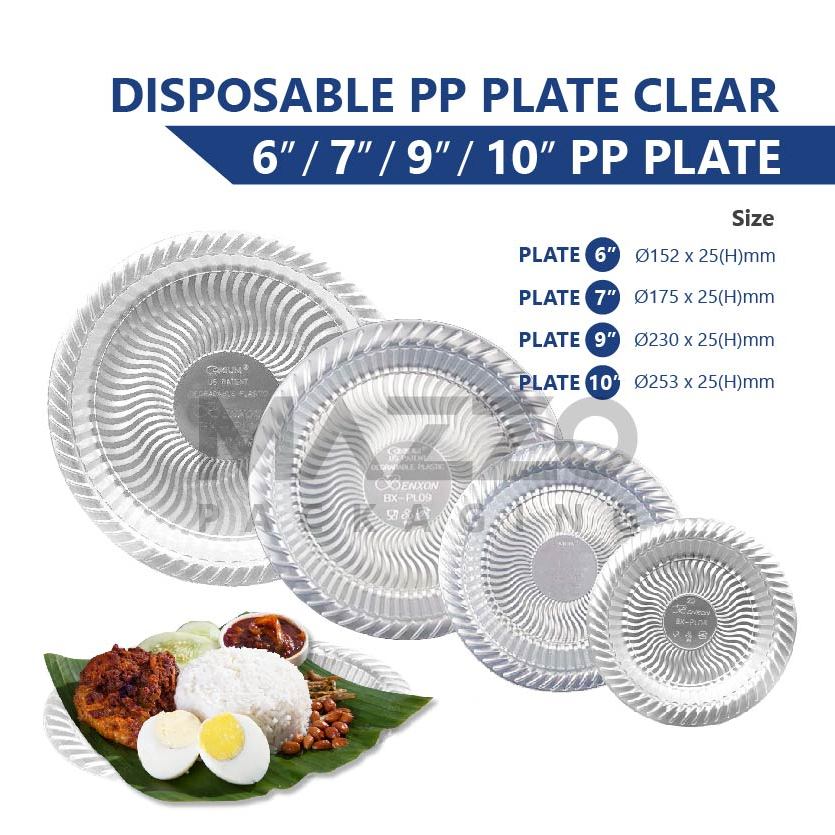 PP CLEAR Plate 6" / 7" / 9" / 10" Disposable PP Plastic Plate (50pcs ...