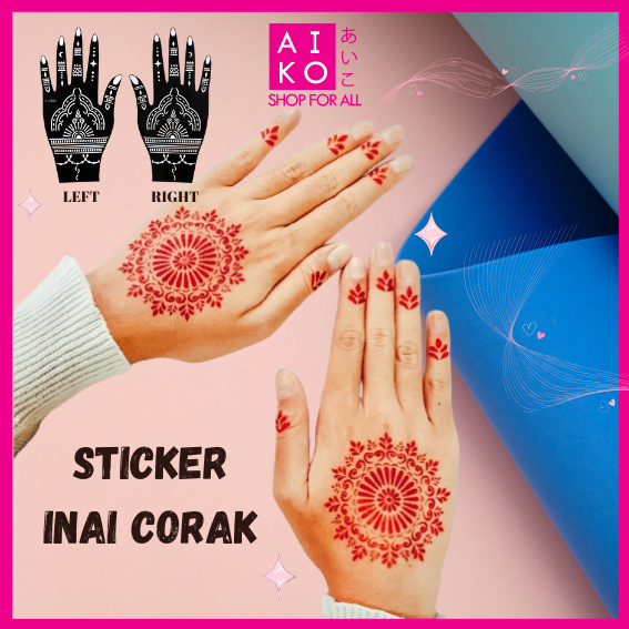 (AIKO) STICKER INAI CORAK MENARIK VIRAL (SEPASANG TANGAN) | Shopee Malaysia