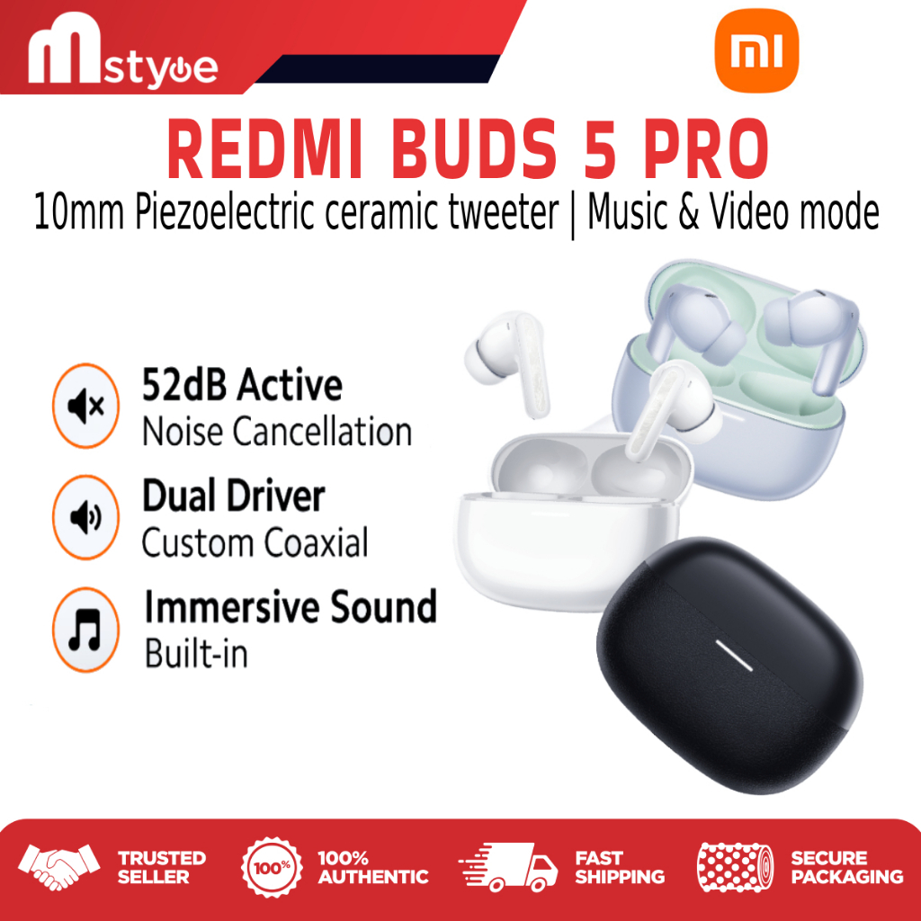 [ MALAYSIA SET ] [Xiaomi] Redmi Buds 5 Pro Noise Cancelling Wireless ...