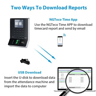 NGTeco Thumbprint Time Attendance Machine With 2.4Ghz WiFi NGTeco Time ...