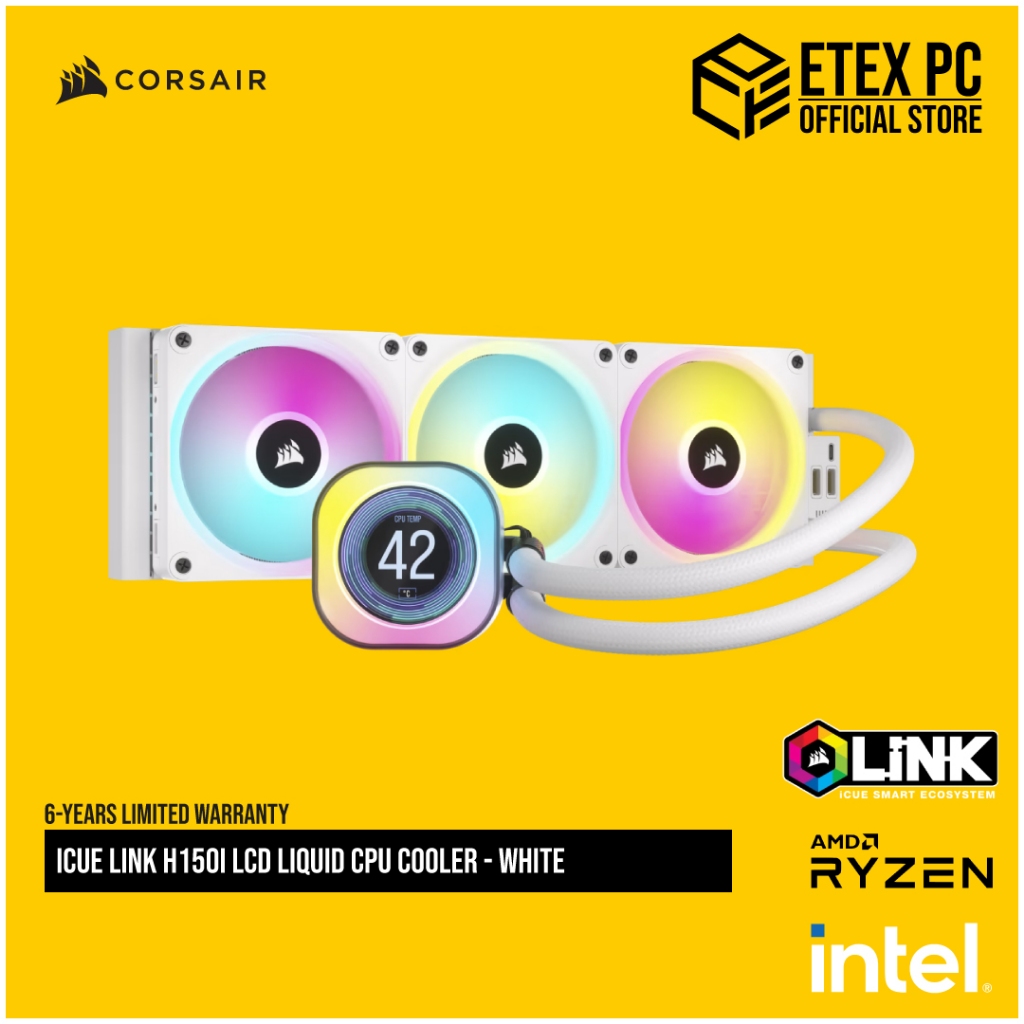 CORSAIR iCUE LINK H150i LCD Liquid CPU Cooler - White # CW-9061010-WW ...