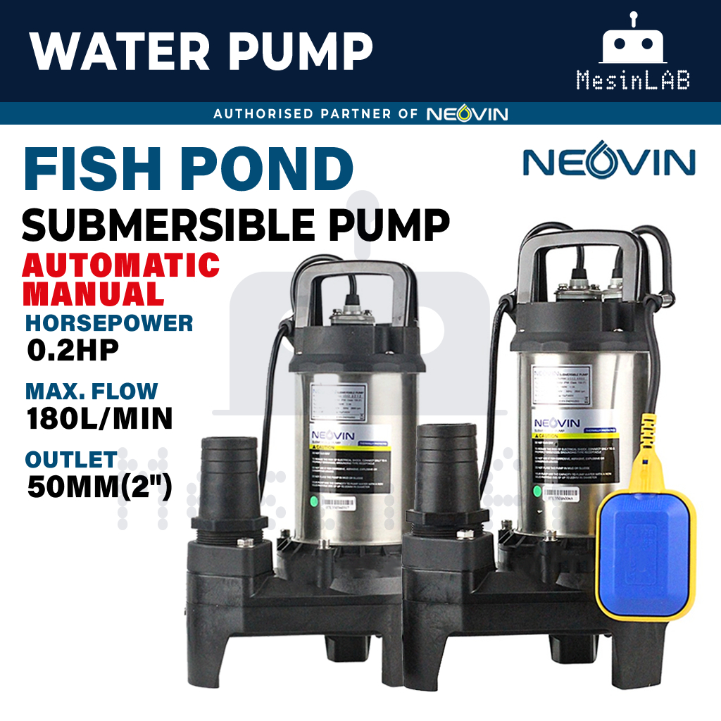NEOVIN 2" Submersible Water Pump Automatic & Manual Pam Kolam Ikan Fish ...