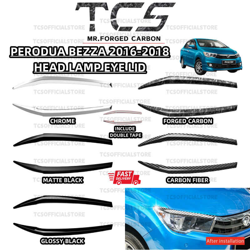TCS PERODUA BEZZA 2016-2018 CAR HEAD LAMP EYE LID COVER GARNISH ...