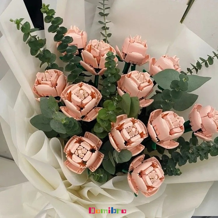 Rose Flower Bouquet Building Blocks Creative Tabletop Decoration Brick ...