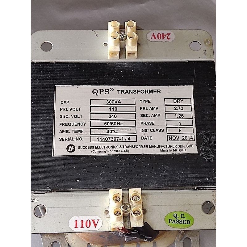 Qps 240vac ~ 110vac 300va 1 25amps Stepdown Transformer Shopee Malaysia