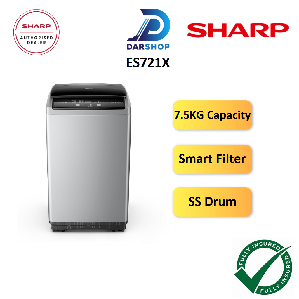 Sharp Washing Machine 7.5KG Top Load Washer Mesin Basuh Auto Murah 7KG ...