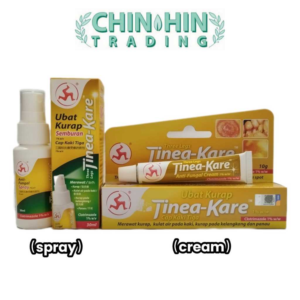 [THREE LEGS] Tinea-Kare Antifungal Cream (10g) / Spray (30ml) | Shopee ...
