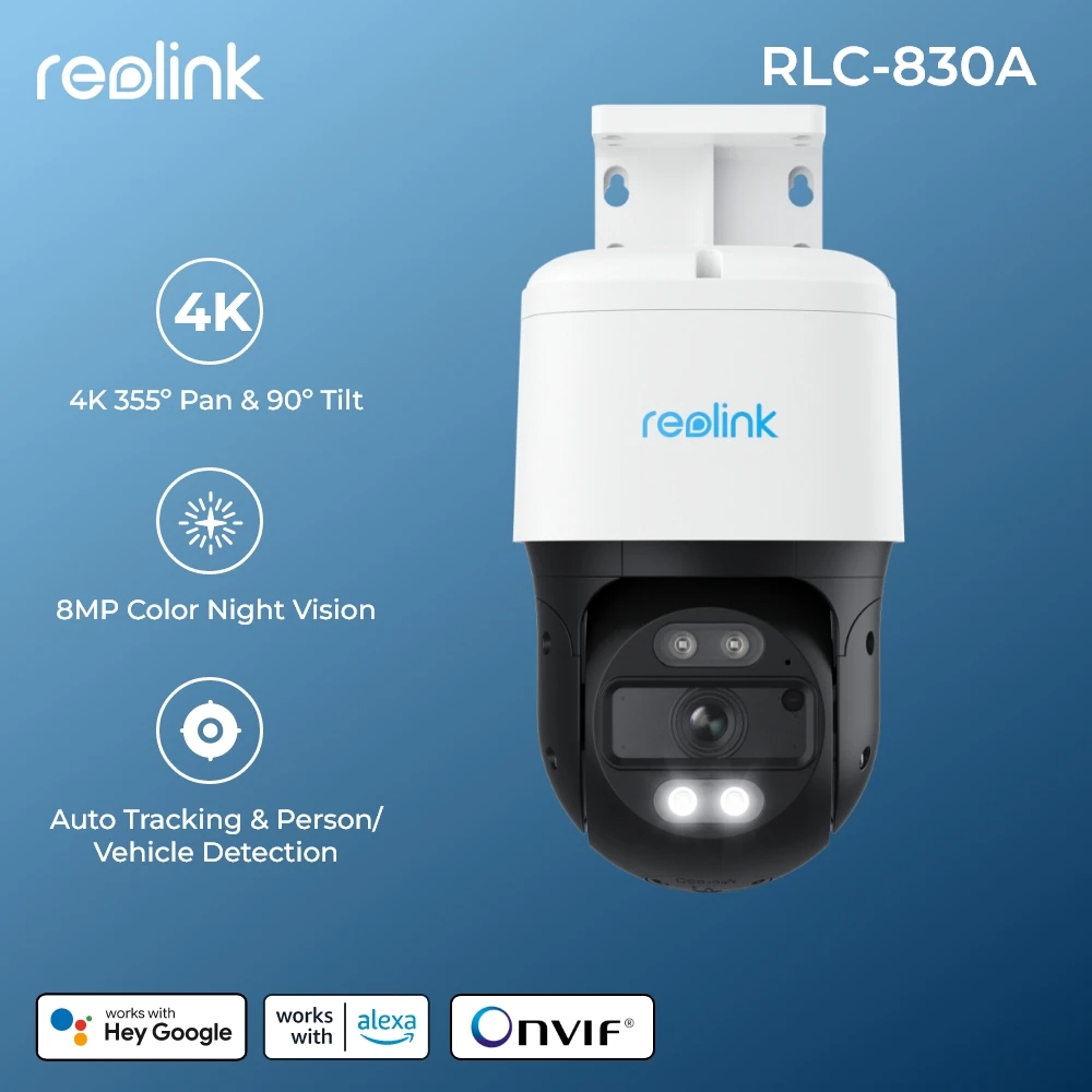 Reolink RLC-830A 4K PT PoE IP Security Camera, 355° Pan & 90° Tilt ...