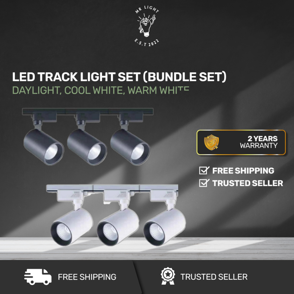 [BUNDLE SET!!!] LED COB Track Light 12W/20W/30W Black/White Lampu Track ...
