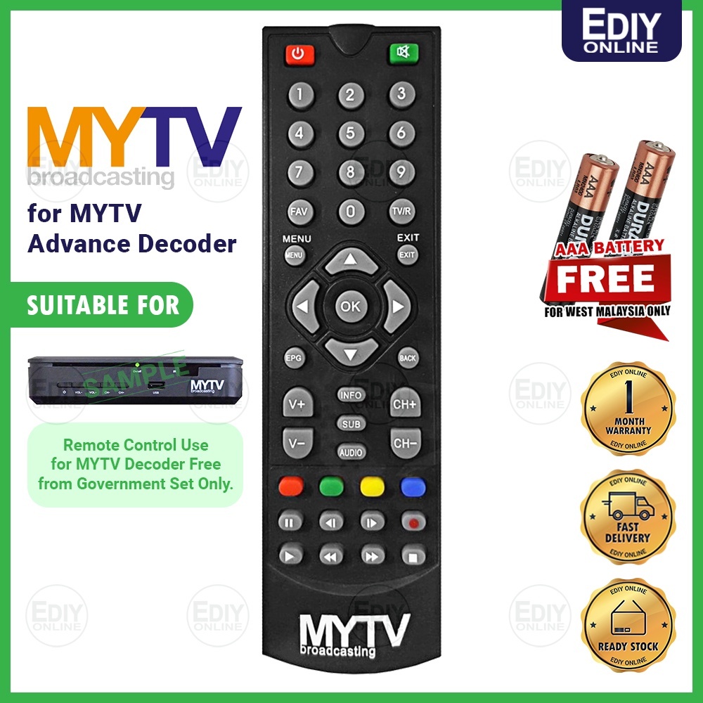 MYTV Remote Control SMALL untuk guna Dekoder Digital Government Decoder ...