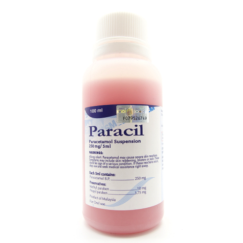 PARACIL SYRUP 250MG/5ML(Paracetamol)100ml(EXP:9/2025)For fever/teething ...