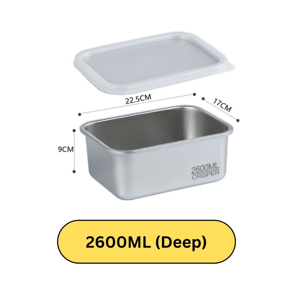 Food Grade Stainless Steel Rectangle Food Keeper (600ml-2600ml) With Transparent PP Lid/ Food ...