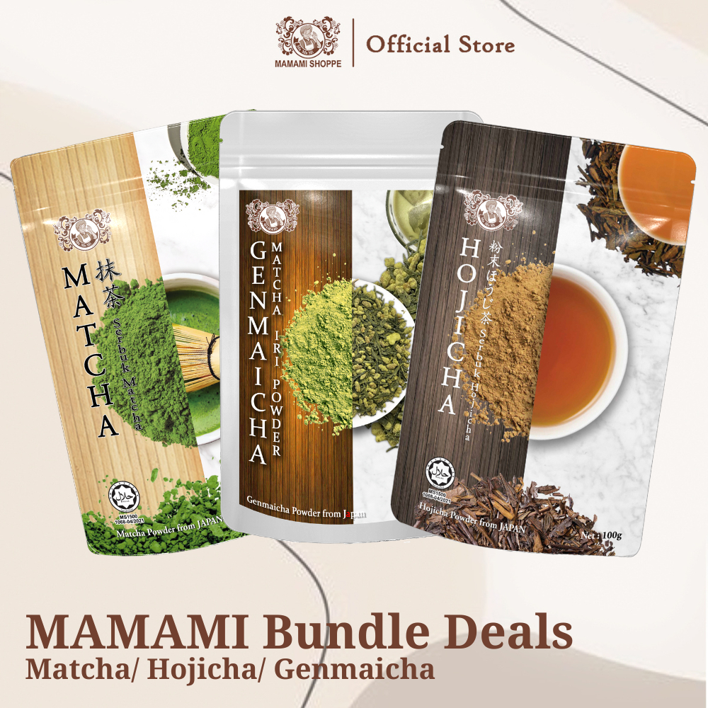 Mamami Cha Bundle Deals | Matcha 80g | Hojicha 100g | Genmaicha 100g ...