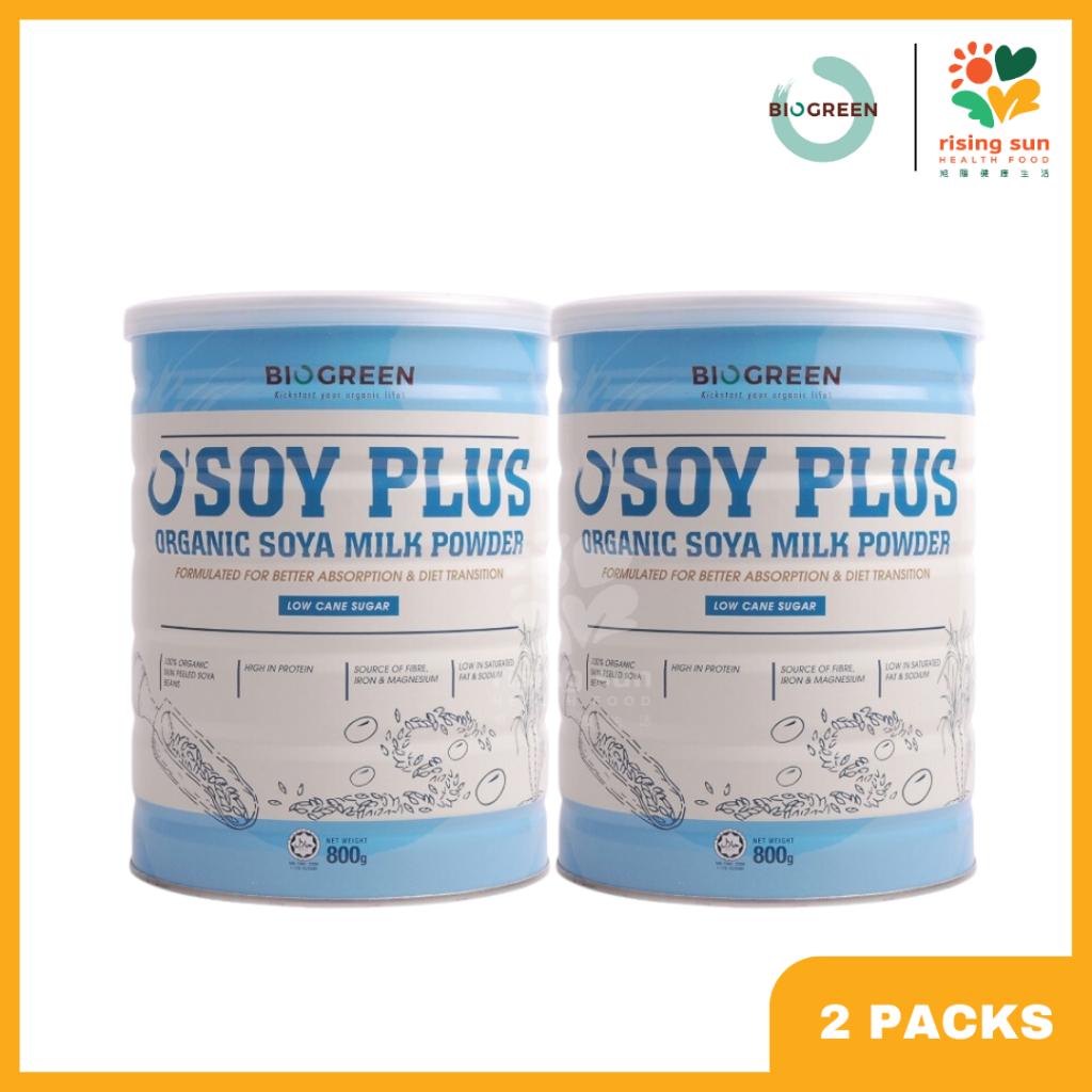 Biogreen O'Soy Plus Organic Low Sugar Soya Milk Powder (800g x 2) - Twin Pack | Shopee Malaysia