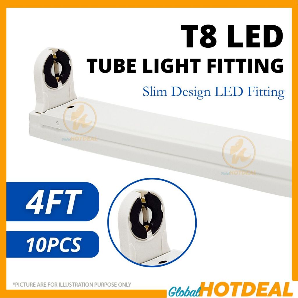 10PCS T8 4 Feet LED Tube Fitting LED Single Casing Slim Design T8 Tubes Fluorescent Casing ...