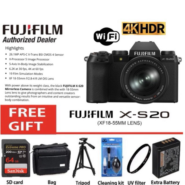 (FUJIFILM MALAYSIA SET)FUJIFILM XS-20 XS20 18-55mm FREE EXTRA BATTERY XS20 18-55mm XS20 15-45 ...