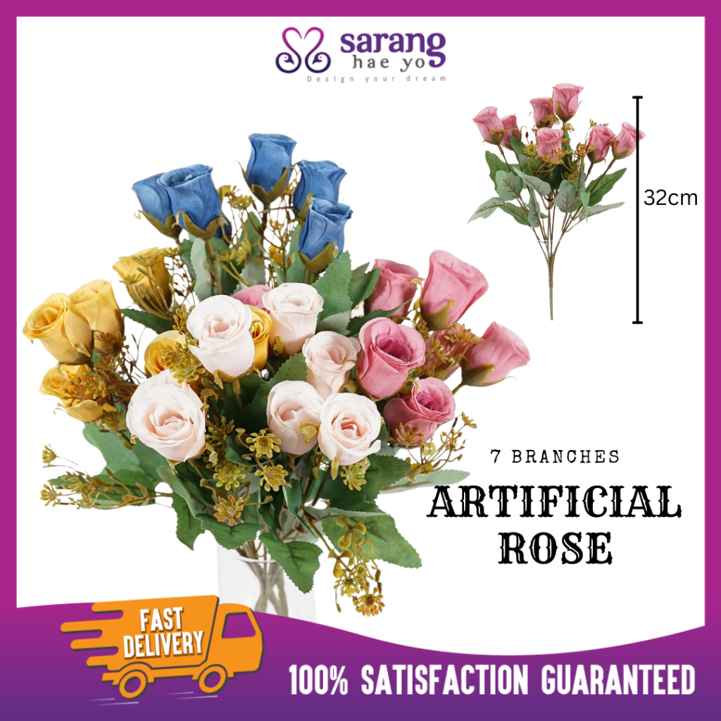 Artificial Rose Flower Flower Home Decoration Bunga Hiasan Rumah Dulang ...