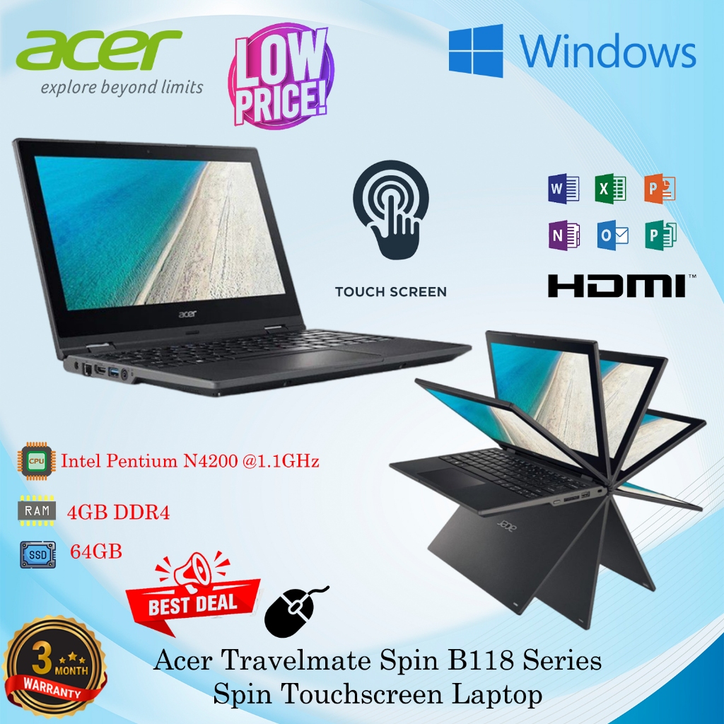 Acer Travelmate Spin B118 Series Touchscreen Flip 360 Laptop | Shopee Malaysia