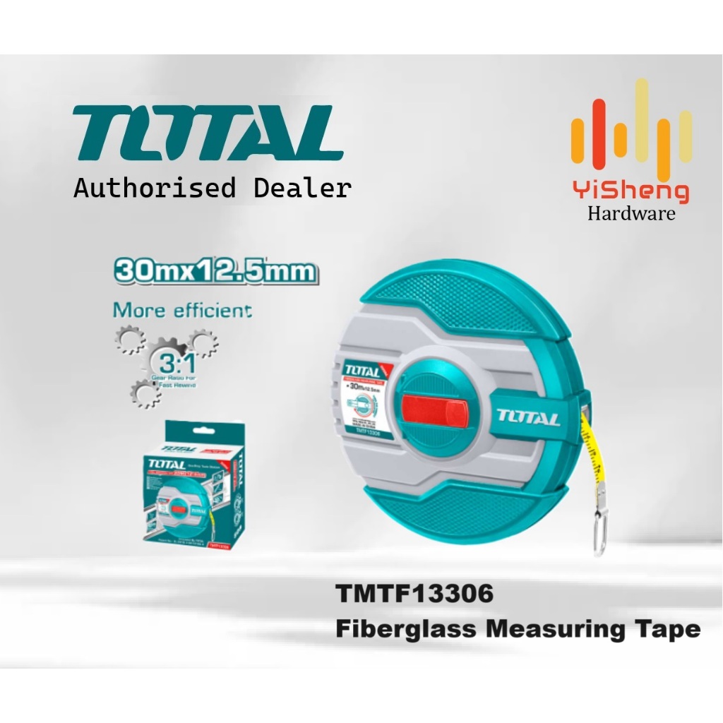 TOTAL TMTF13306 (30meter x 12.5mm) Fiberglass Measuring Tape | Shopee ...
