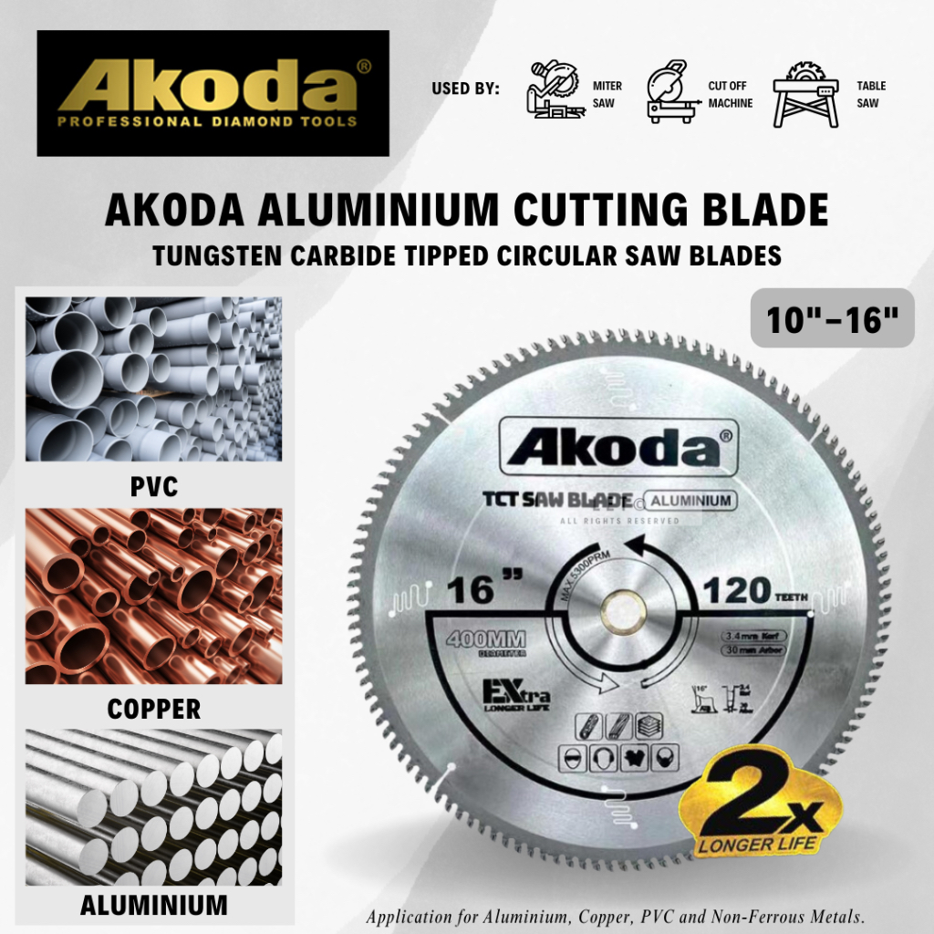AKODA ALUMINIUM CUTTING BLADE (10" - 16") - TUNGSTEN CARBIDE TIPPED ...