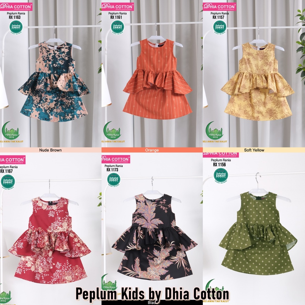 SALE !! Koleksi Peplum Rania Kids Eksklusif BY DHIA COTTON - 100% ...