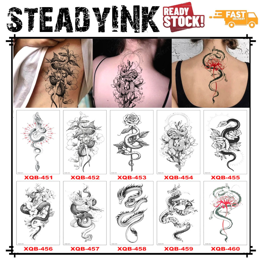 [𝚂𝚝𝚎𝚊𝚍𝚢𝙸𝙽𝙺] Tattoo Sticker Tatu Pelekat| Lasting Waterproof | Dragon ...