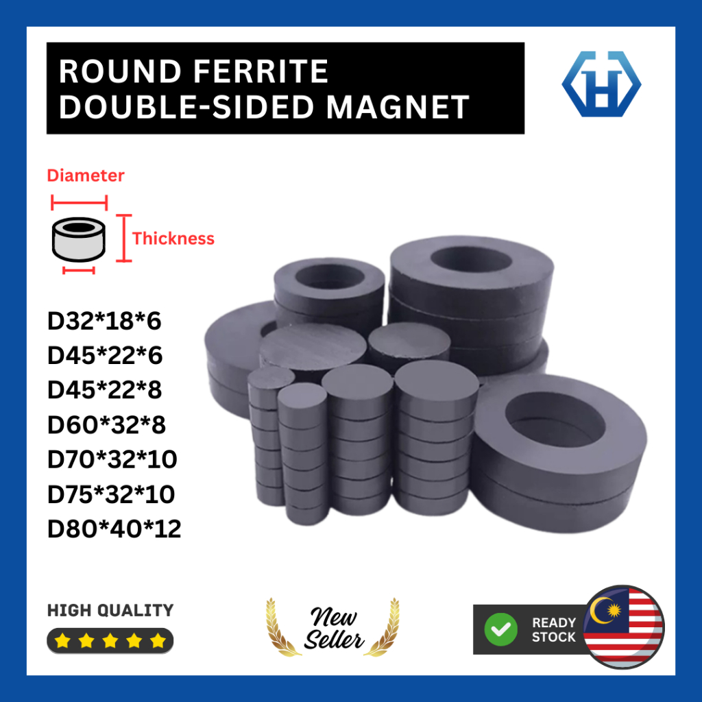 【TOP】Ferrite Double-Sided Magnet D32*18*6 D45*22*6 D45*22*8 D60*32*8 ...