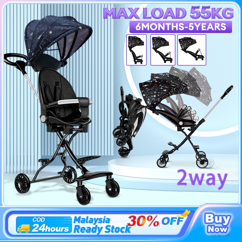 Ready Stock Stroller Baby Big 4 Wheels Lightweight Foldable Stable Soft ...