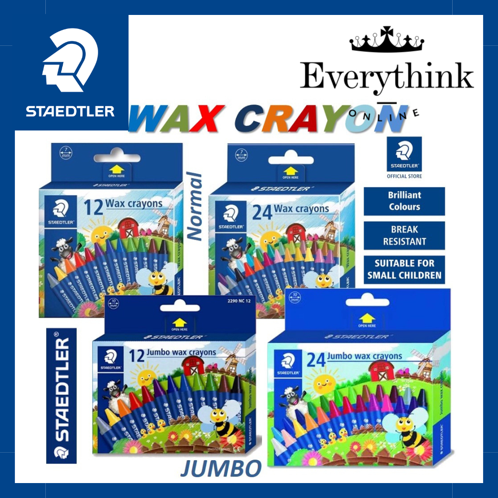 [JUMBO] STAEDTLER NORIS CLUB 12 COLOURS 24 COLOURS 10MM JUMBO WAX ...