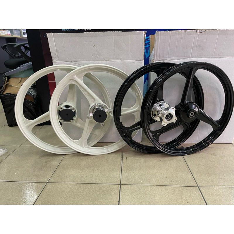 ENKEI Y15 Y16 14/14 16/16 3LEG 3 BATANG CUSTOM HUB SPORT RIM (BLACK /WHITE) | Shopee Malaysia