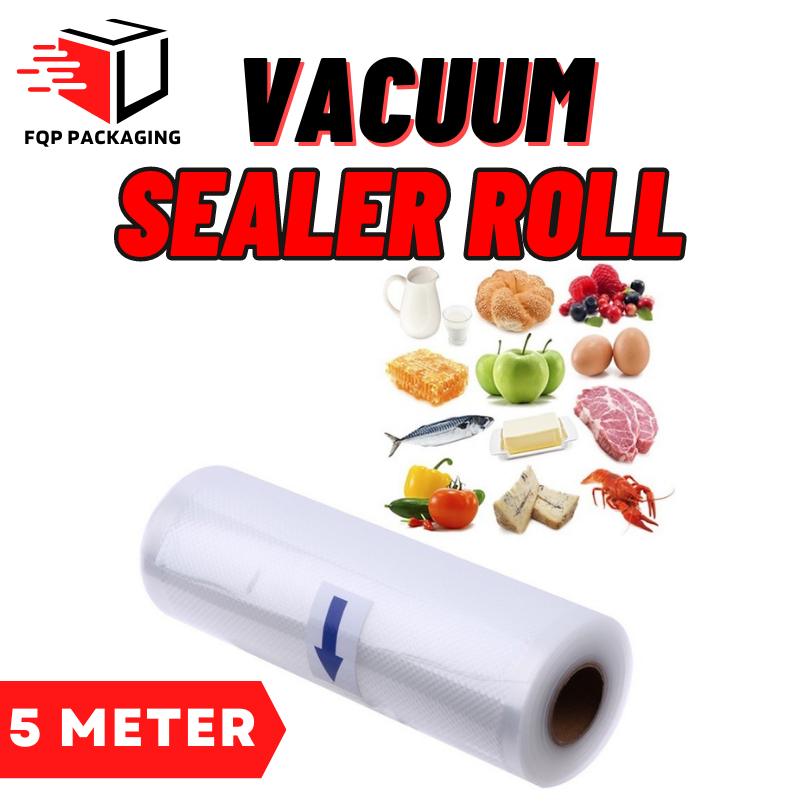 Food Vacuum Sealer Bag Roll [5Meter/500cm] Plastic Sealer Storage Roll Commercial Sealer Beg ...
