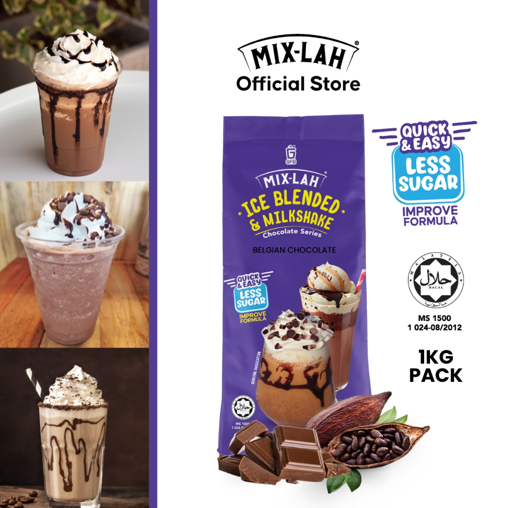 MIX-LAH Belgian Chocolate Ice Blended Milkshake Powder 巧克力珍珠奶茶冰沙粉 (1kg ...