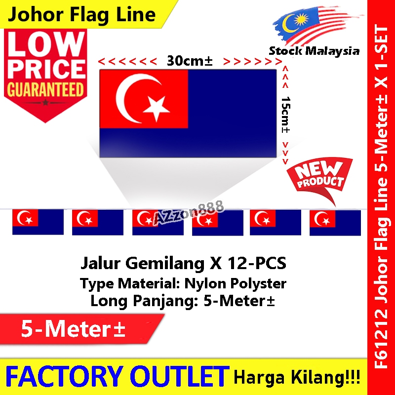 Johor Flag Line Nylon Polyester Johor Darul Ta'zim Flag 5meter± 12flag #7523 #Johor #Flag #line ...