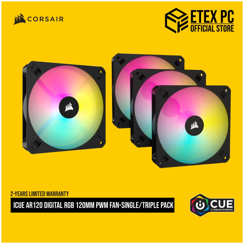 CORSAIR iCUE AR120 Digital RGB 120mm PWM Fan - Single Pack / Triple ...