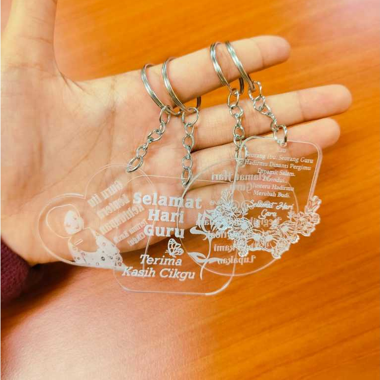KEYCHAIN ACRYLIC HARI GURU | HADIAH HARI GURU | ENGRAVE KEYCHAIN ...
