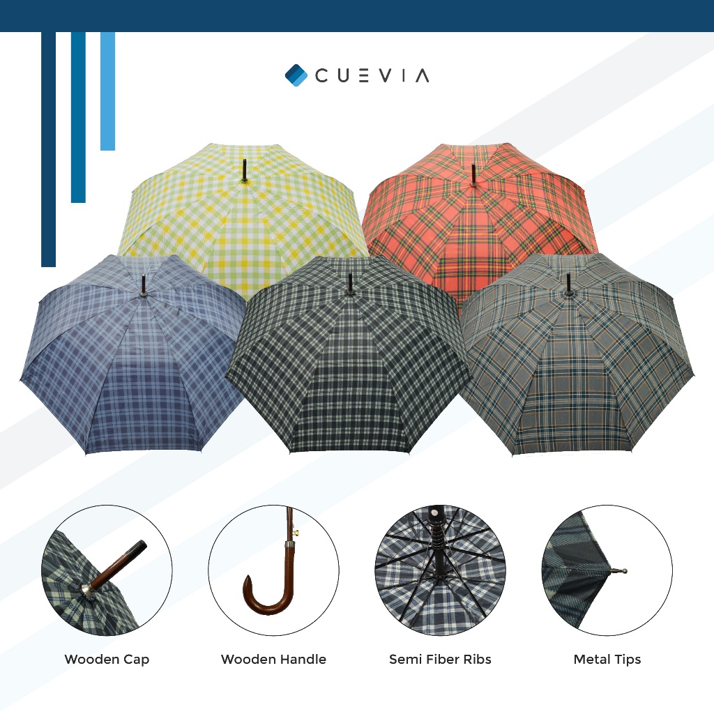 CUEVIA | 27" Checkers Stick Umbrella | Wooden J-Handle Umbrella ...
