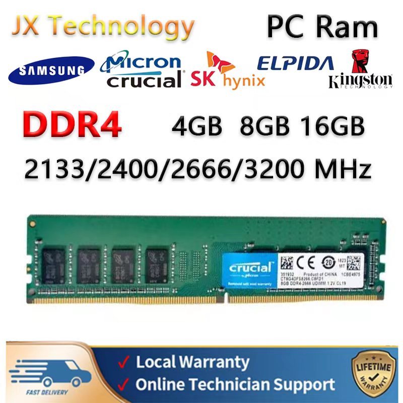 4GB 8GB 16GB DDR4 Ram PC Desktop Memory 2133 2400 2666 3200 MHz（used）） | Shopee Malaysia