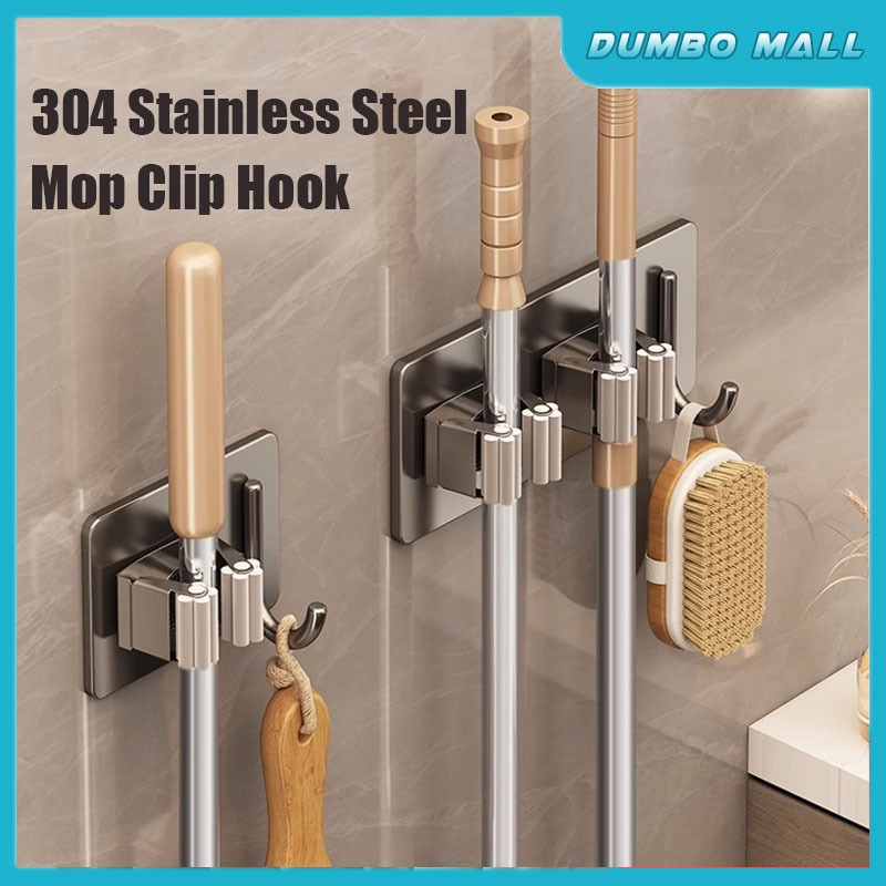 Mop Holder Wall Mount Mop Hooks Mop Organizer 304 Stainless Steel ...