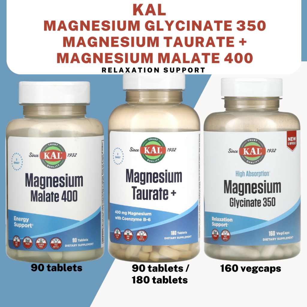 KAL Magnesium Taurate + / Magnesium Glycinate 350 High Absorption bone ...